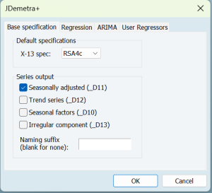 EViews 14 中的季节性调整 – 比较 X-13 和 JDemetra+ - EViews 14 - 计量经济学软件